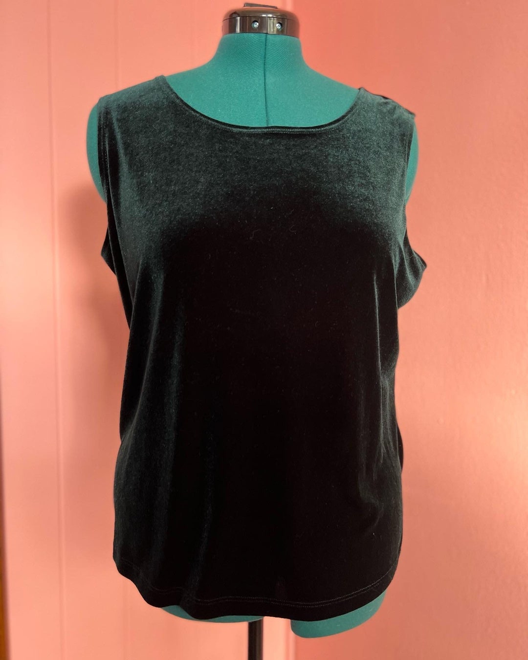 Vintage Notations Clothing Co. Forest Green Velvet Sleeveless - Etsy