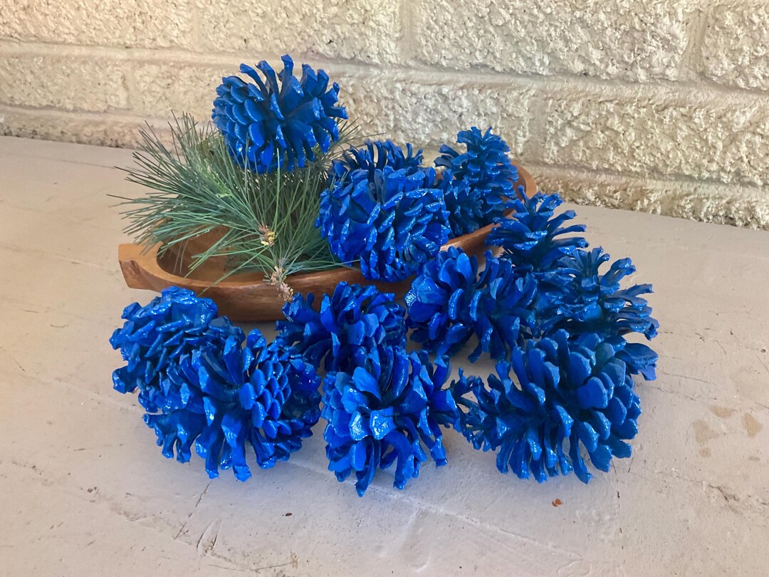Bright Blue Painted Pinecones , Pinecones , Basket or Bowl Filler, Garland, Organic Home Decor ...