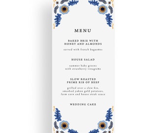Printed rose floral wedding menus wedding menu wedding | Etsy