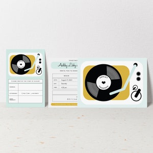 Printable Record Player Wedding Invitation, Retro Wedding Invitations ...