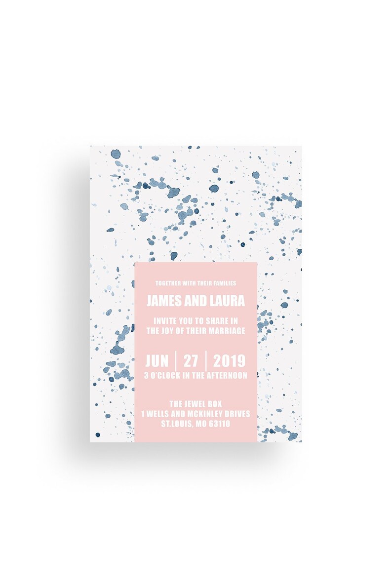 Printable Paint Splatter Wedding Invitation, Ink Splatter Wedding ...