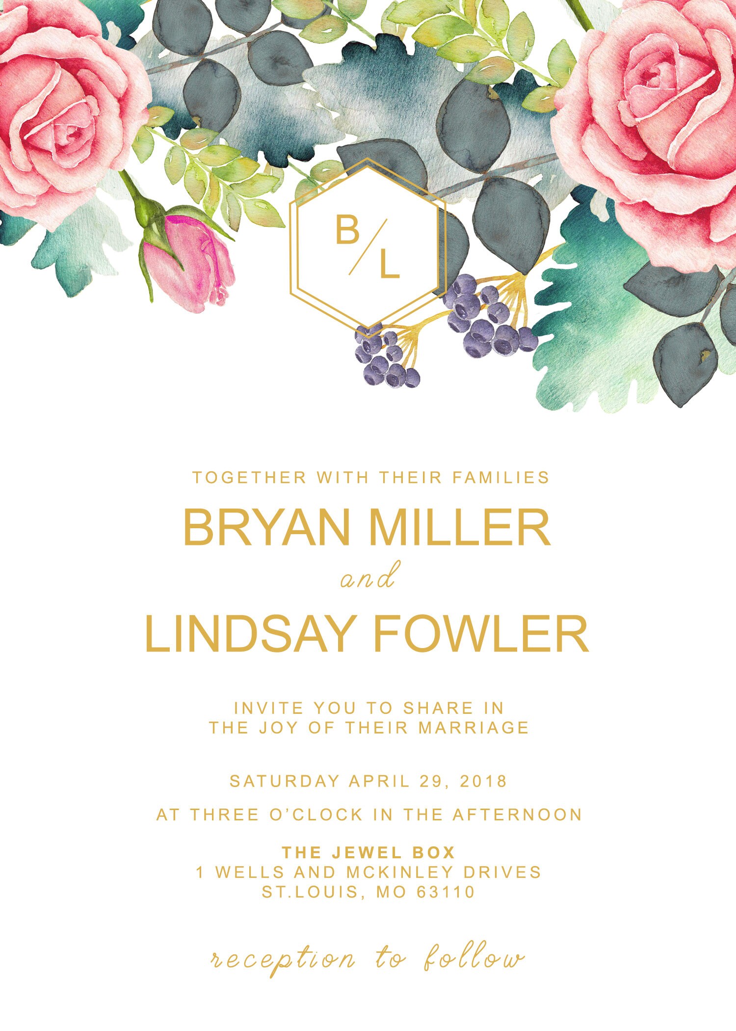 Printed Rose Floral Wedding Invitation Pink Floral Rose - Etsy
