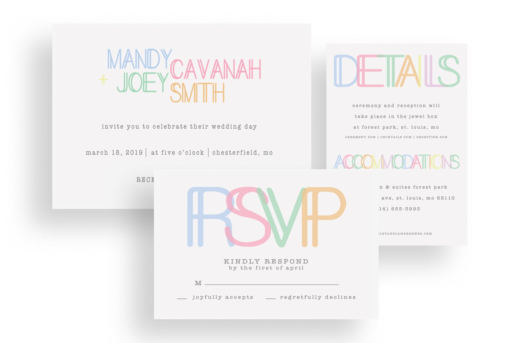 Printable modern pastel wedding invitation suite pastel | Etsy