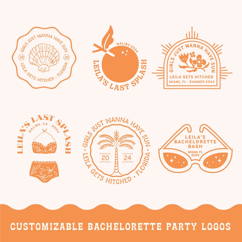 Custom Beach Bachelorette Logo, Bridal Party Logos, SVG Designs ...