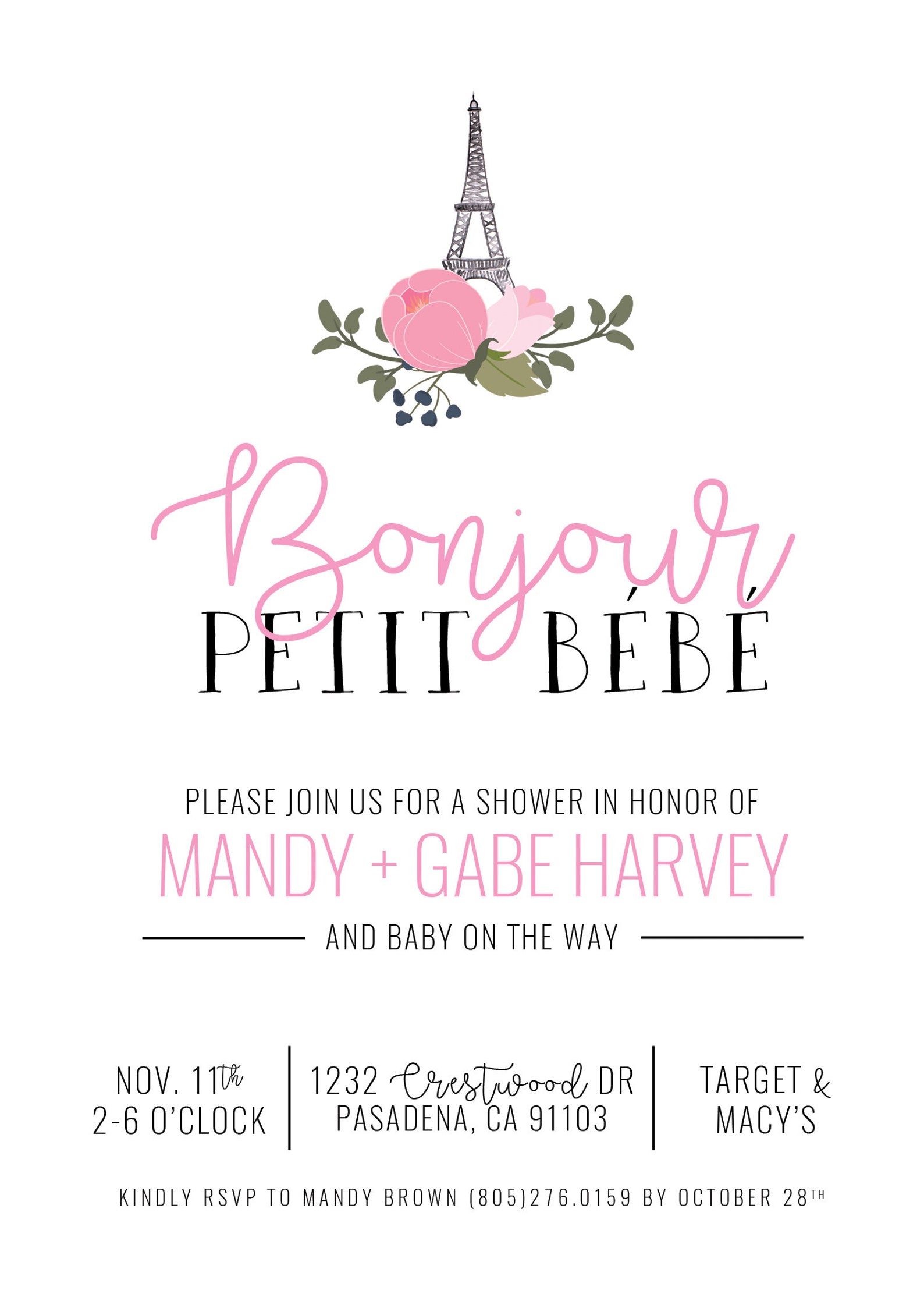 Printable Paris Baby Shower Invitation, French Baby Shower Invite ...