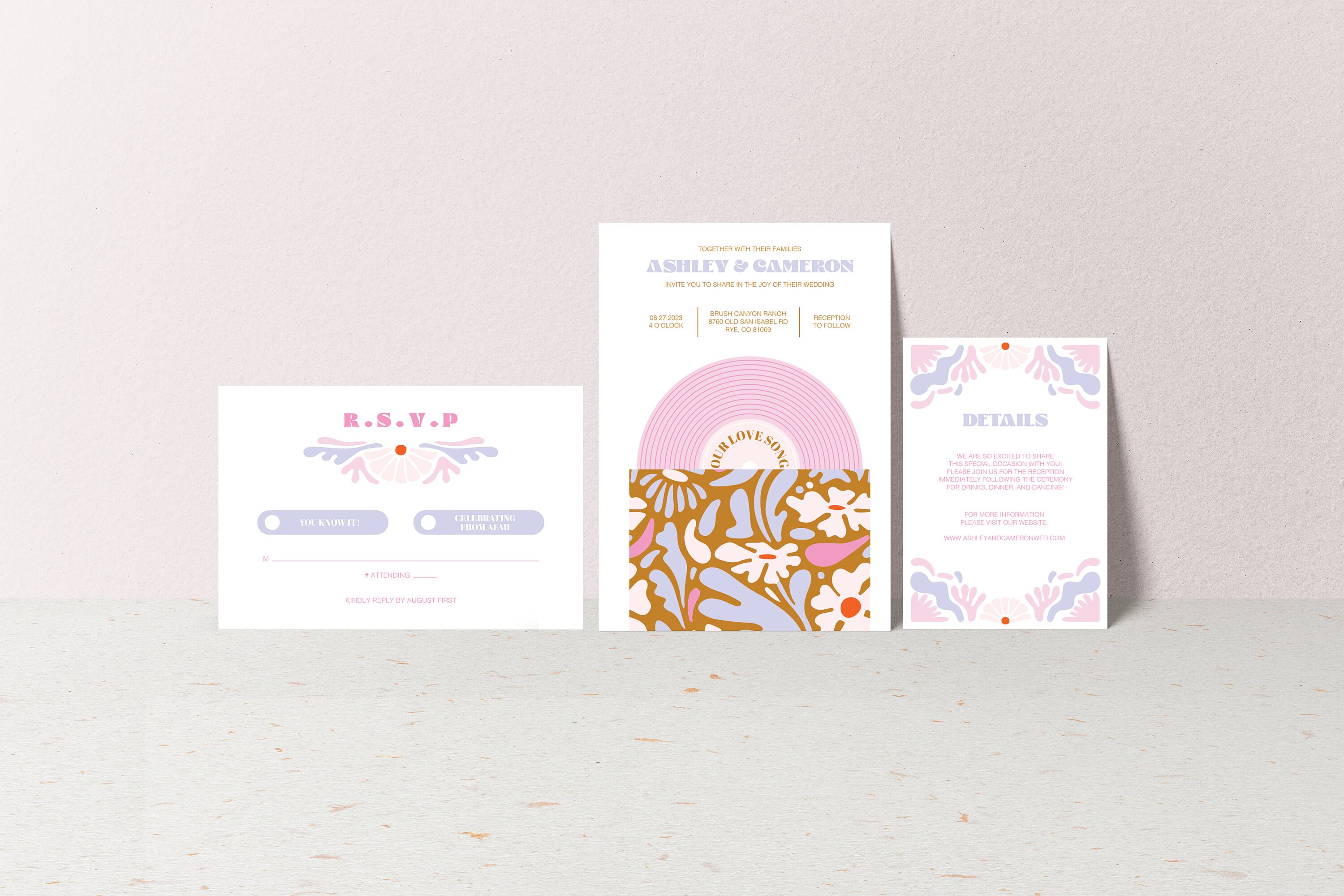 Printable Funky Retro Record Player Wedding Invitation Suite, 70s ...