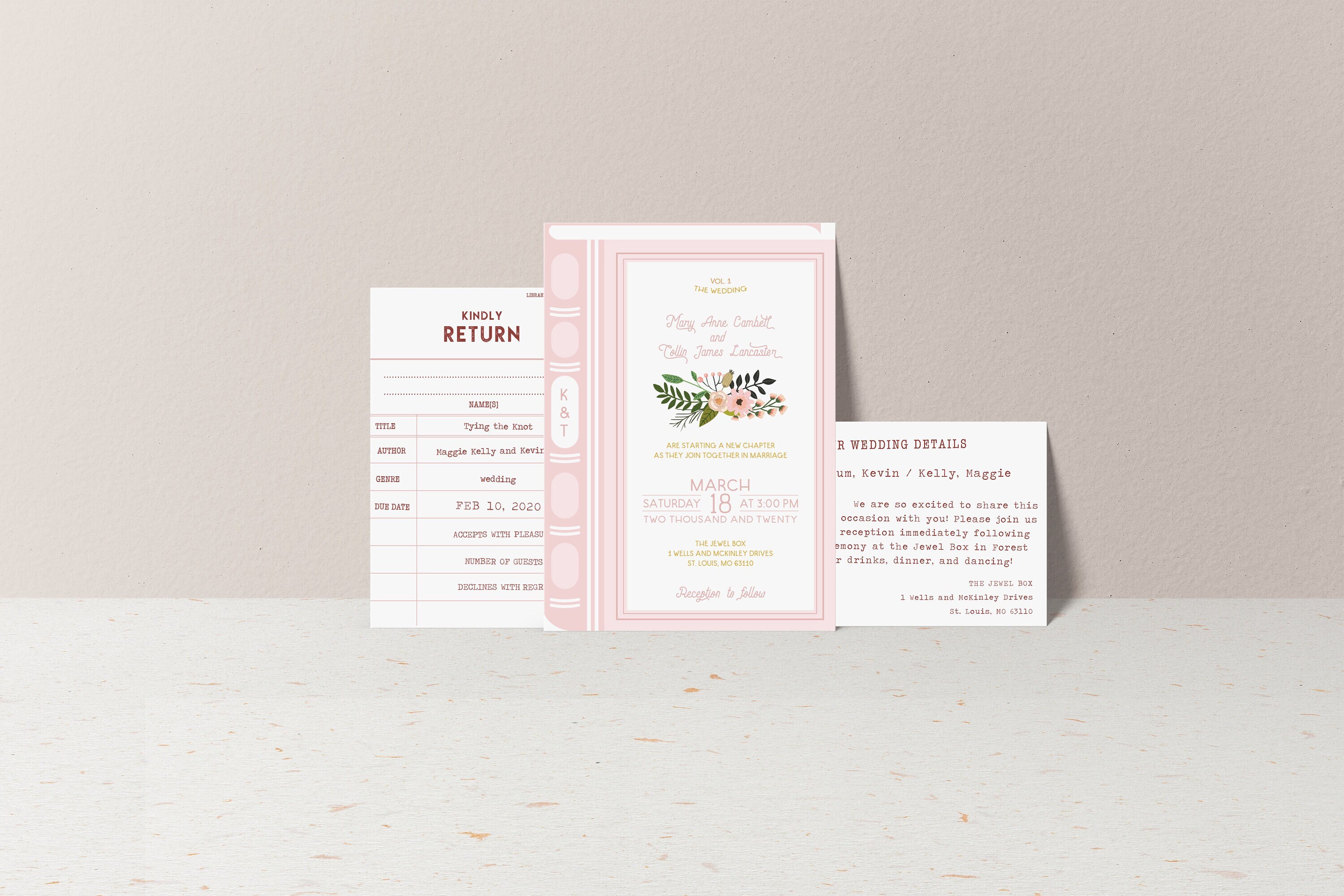 Printed Book Wedding Invitation, Story Book Invitations, Library ...