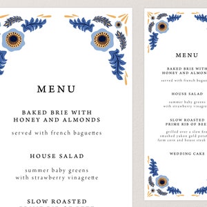 Blue and Yellow Folk Flower Wedding Table Numbers, Wedding Table Number ...