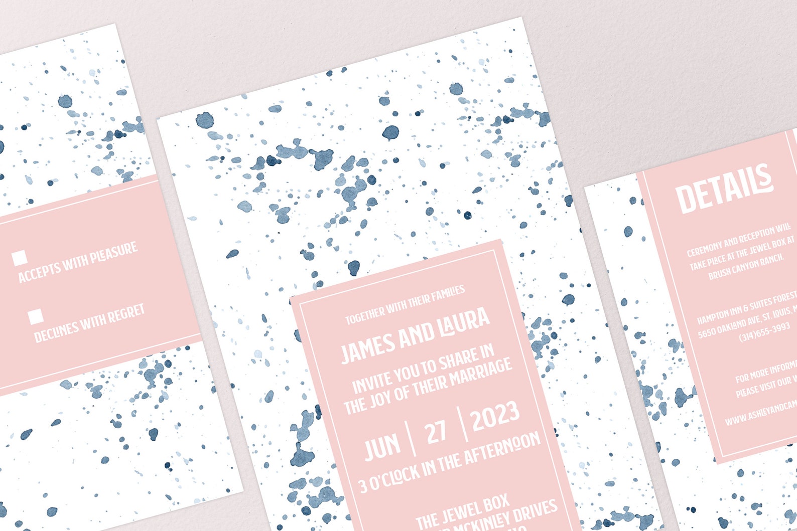 Printable Modern Paint Splatter Wedding Invitation Suite, Colorful Wedding Invitation, Artsy ...