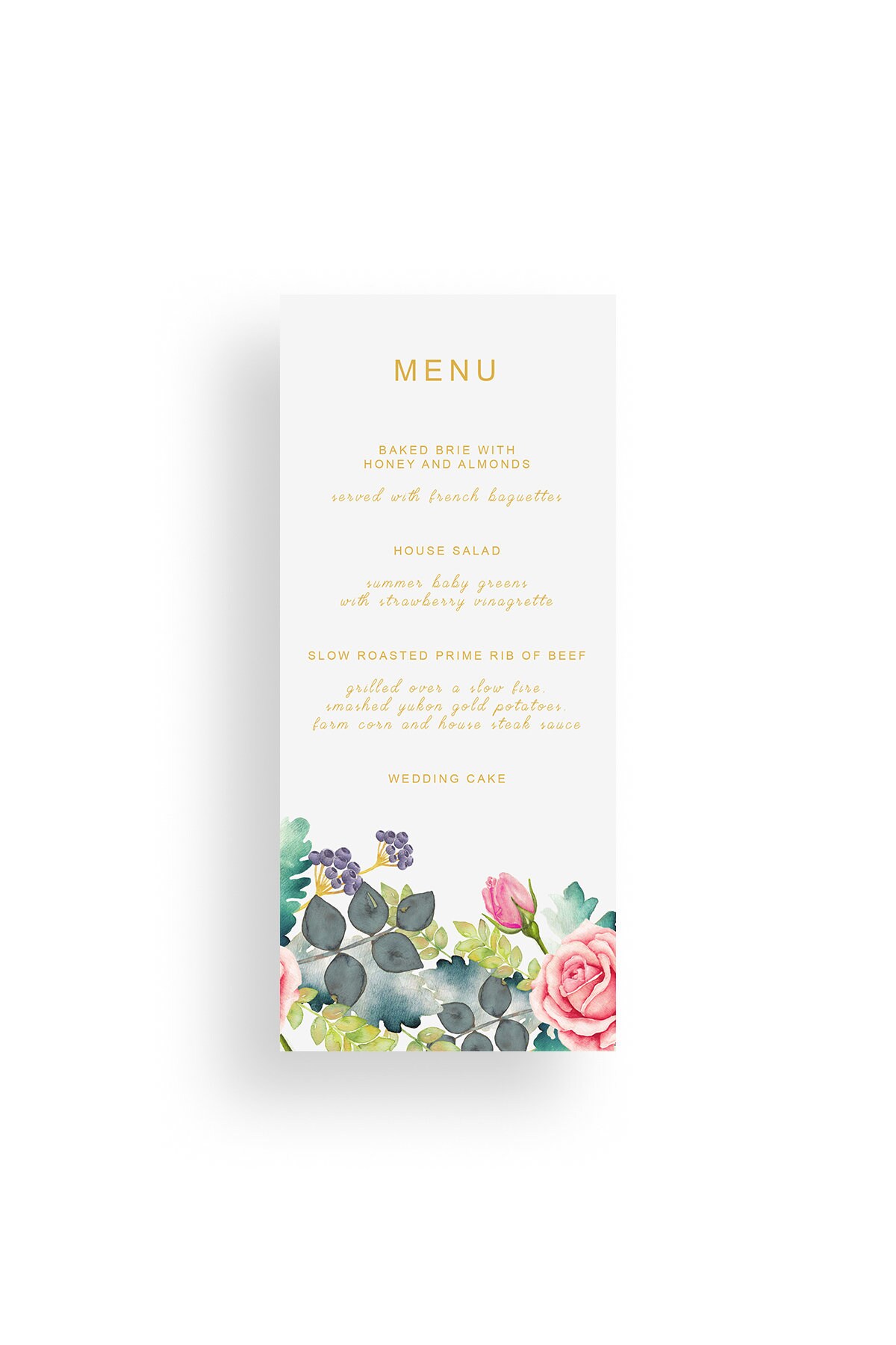 Printable Rose Floral Wedding Menus Wedding Menu Wedding | Etsy