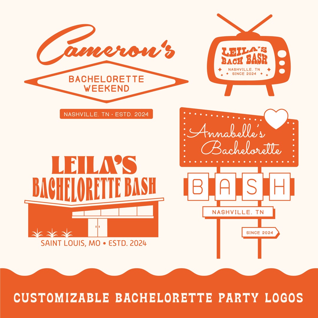 Custom Retro Bachelorette Logo, Bridal Party Logos, SVG Designs, Bach ...