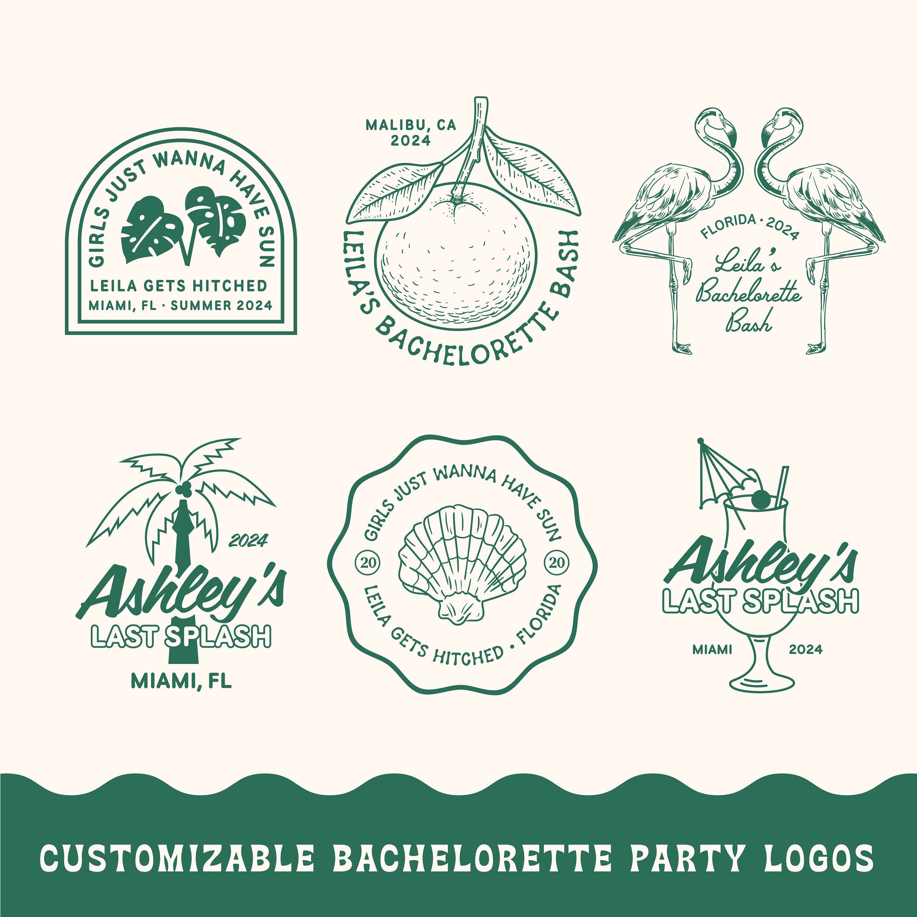 Bachelorette Logo Ideas Beach Club Bachelorette Party Logo Pack,