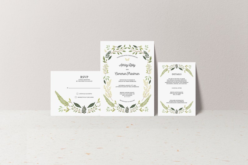 Printed Rustic Wedding Invitation Suite, Country Wedding Invitations ...