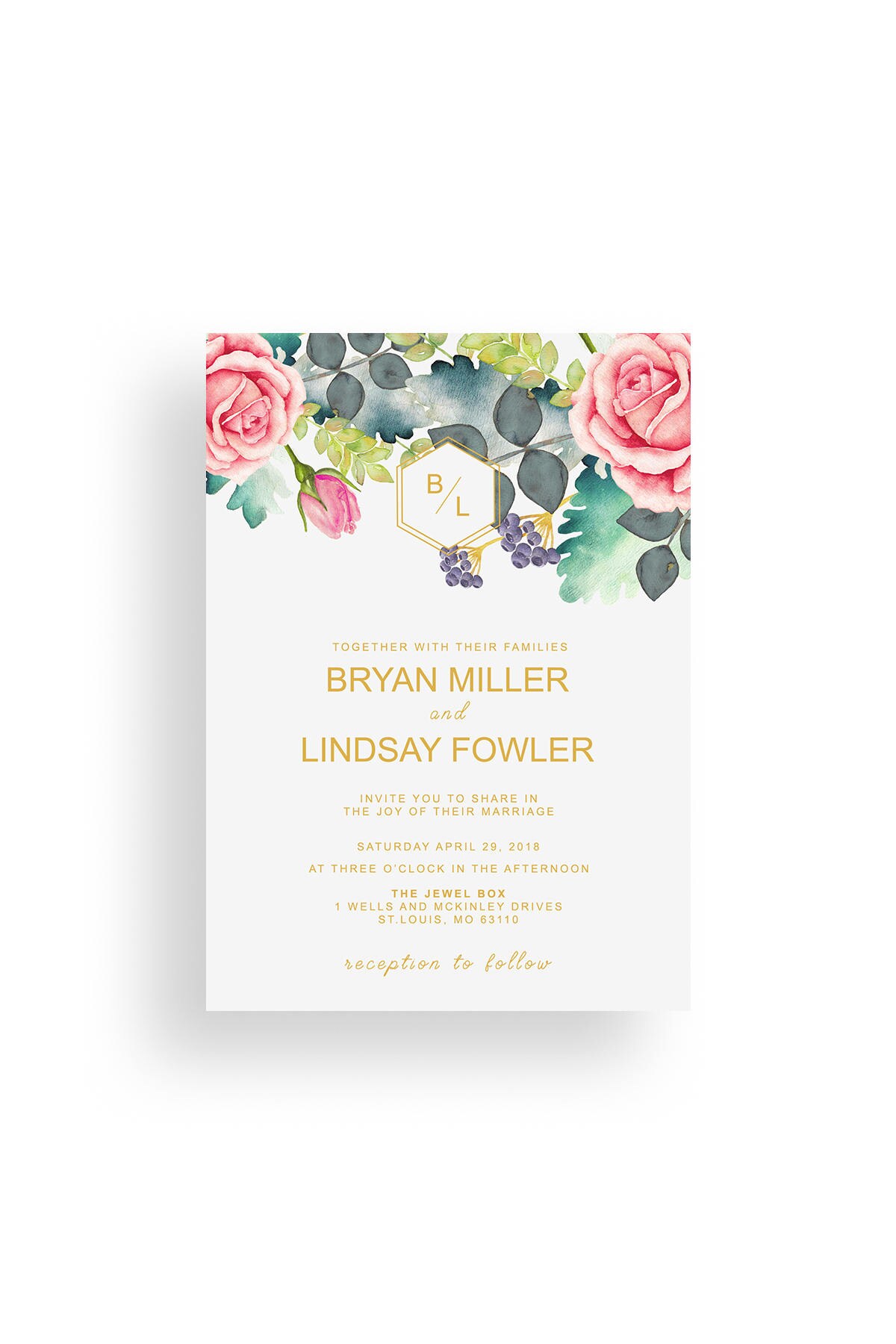 Printable Pink Rose Floral Wedding Invitation Pink Rose - Etsy