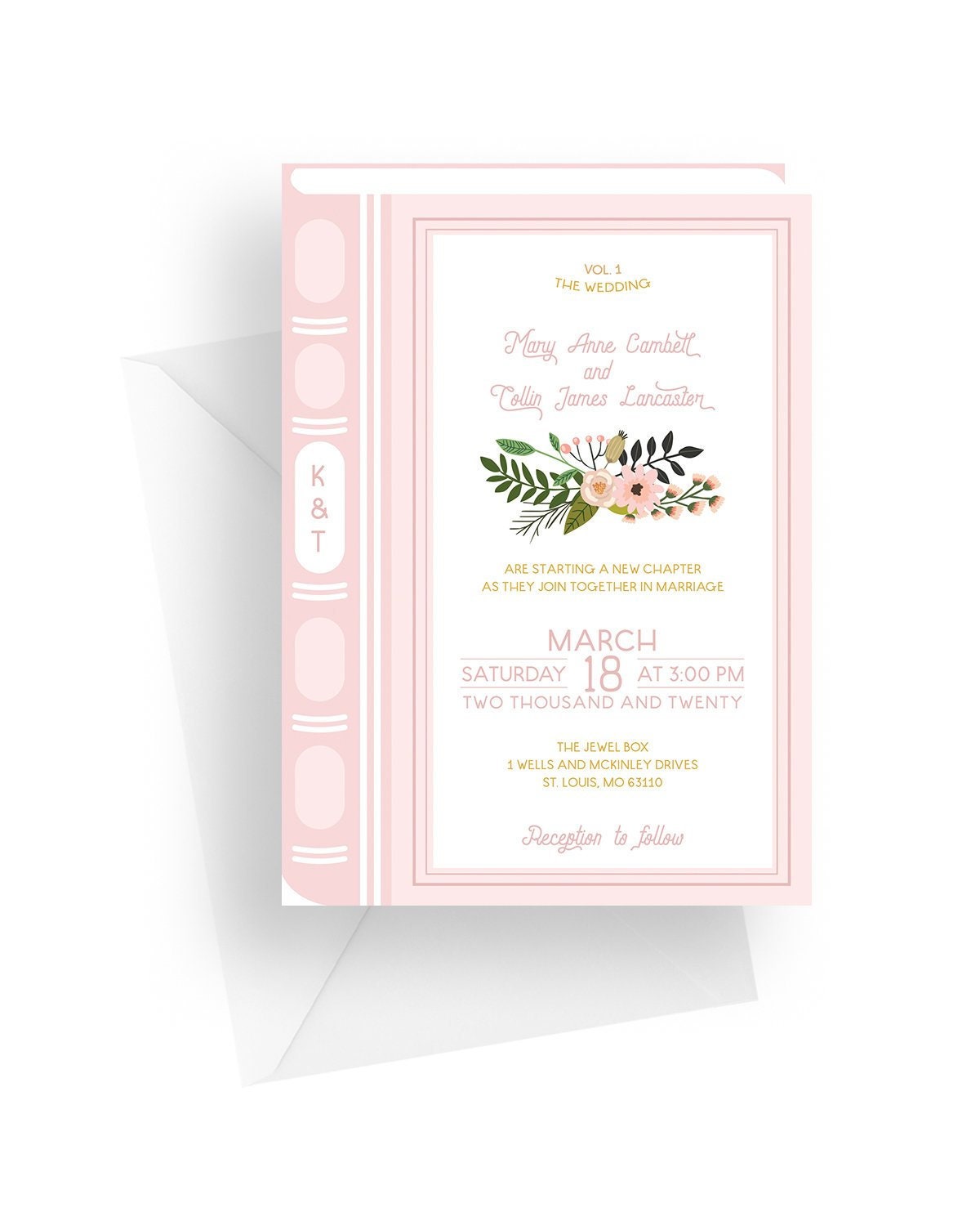 Printed Book Wedding Invitation, Story Book Invitations, Library ...