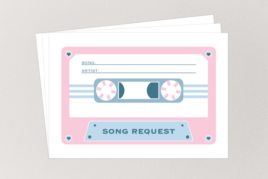 PRINTED Song Request Cards, Wedding Music Card, Retro Dance Party ...