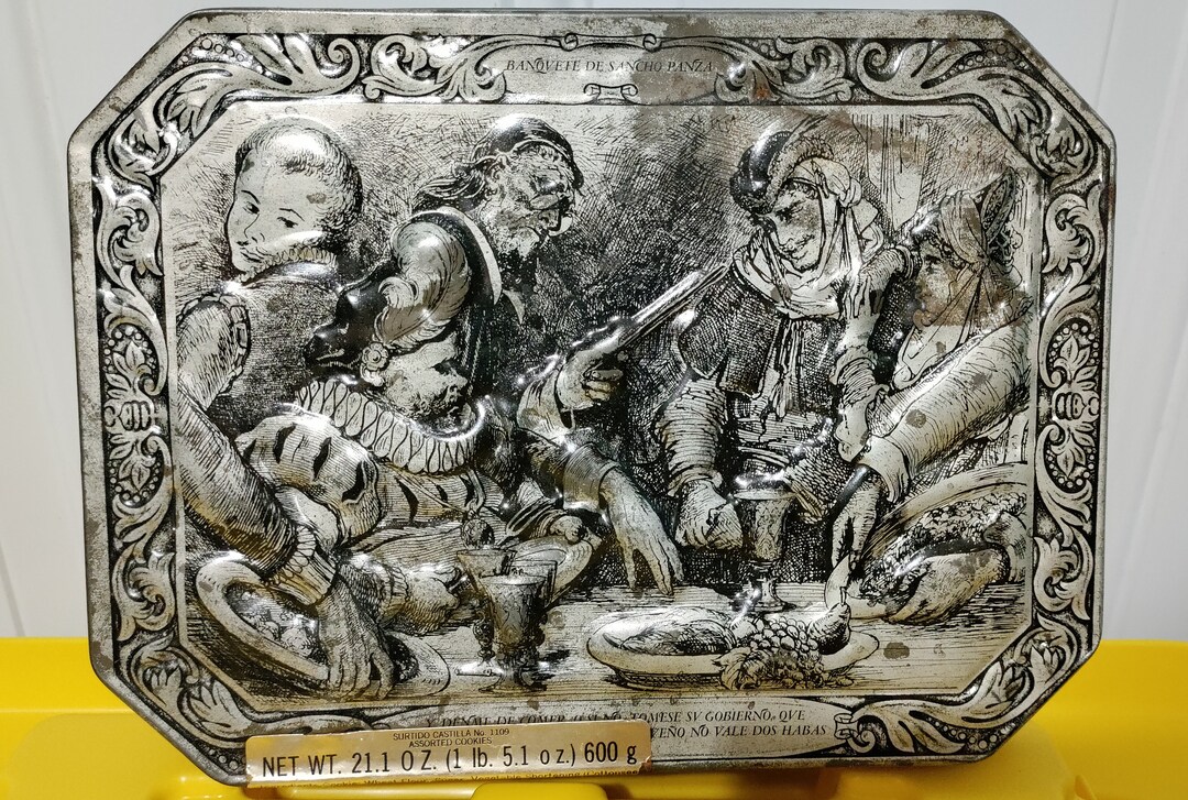 GUY GIFT Vtg Spanish Cookie Tin! 3D Embossed Characters! Advertising ...