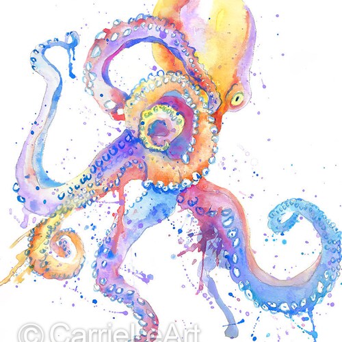 Watercolour Octopus Octopus Watercolor Print Octopus Art - Etsy