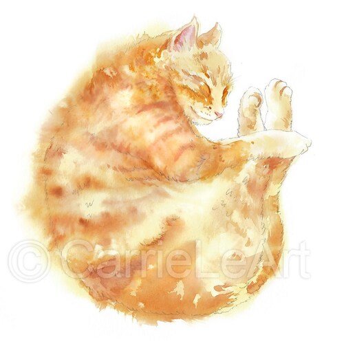 Orange Marmalade Tabby Cat Art Print of My Watercolor Painting - Etsy
