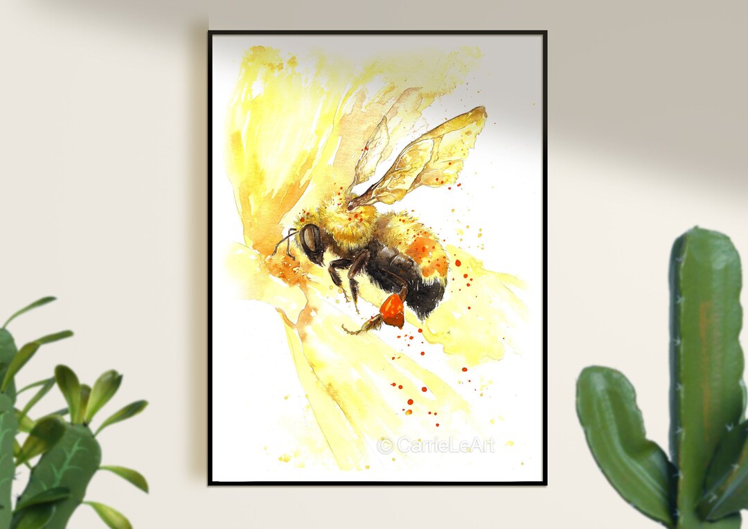 Bumble Bee Print Bilberry Bee Art Print Watercolour Bee - Etsy