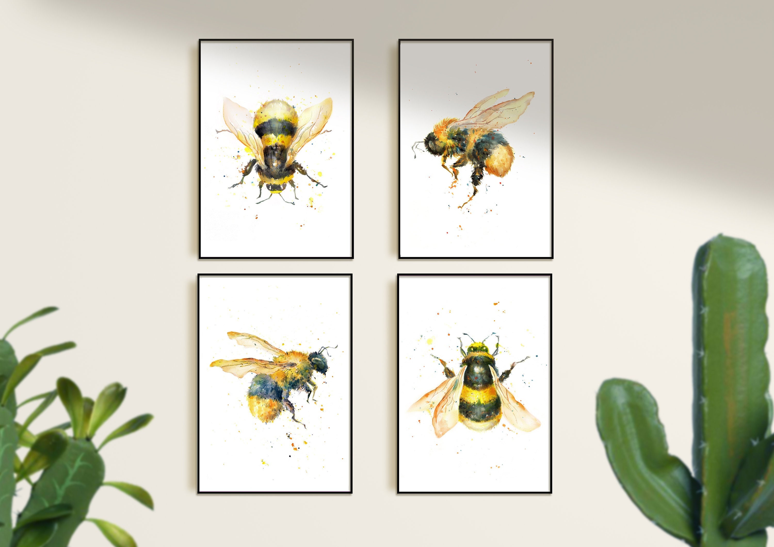 Bumble Bee Print Set of 4 Bee Prints Insect Prints Bee - Etsy