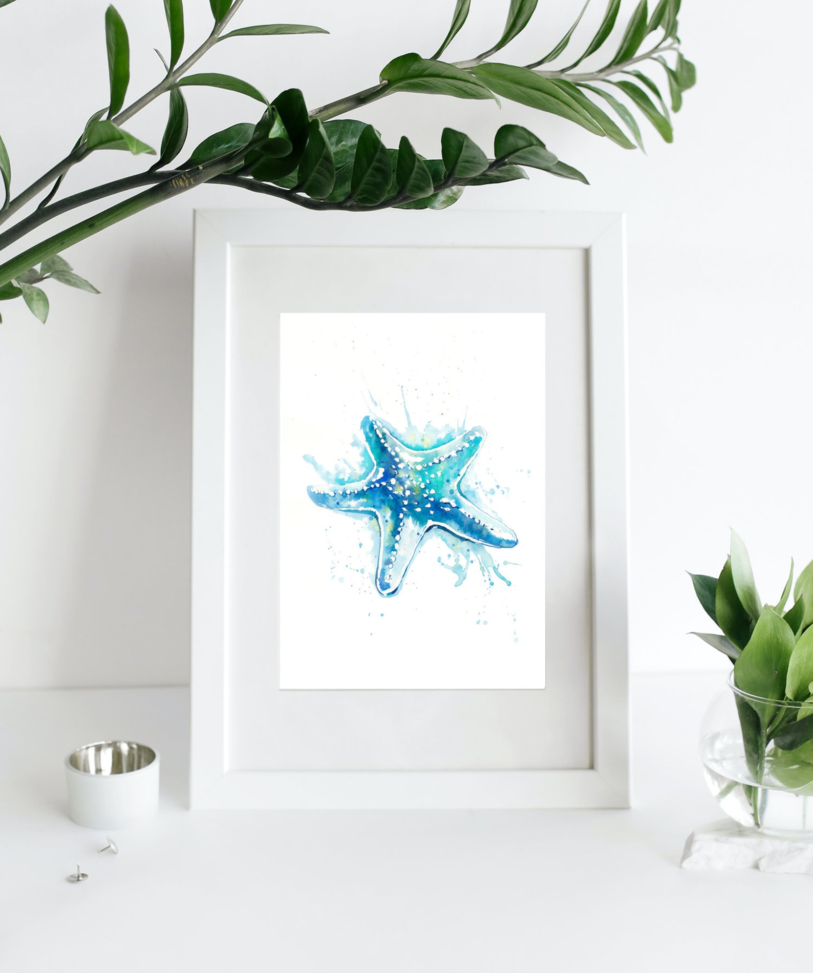 Blue Starfish Art Print, Starfish Wall Art, Ocean Art, Under the Sea ...