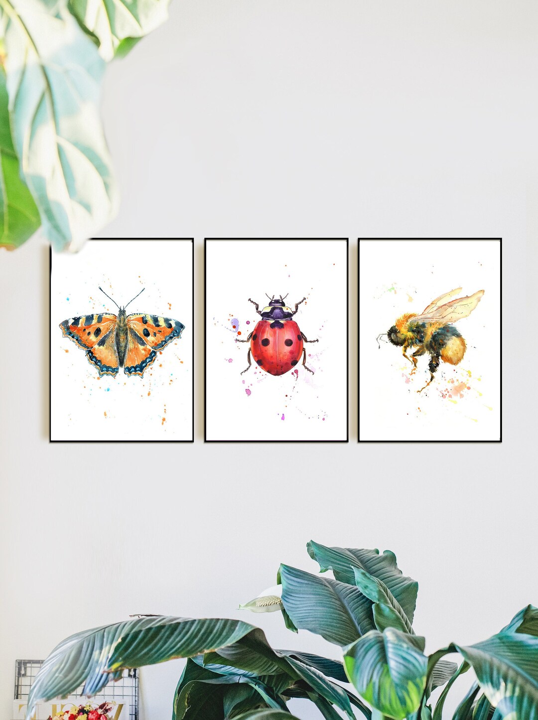 Butterfly Bumblebee Ladybug Prints, Insect Posters Set of 3, Ladybug ...