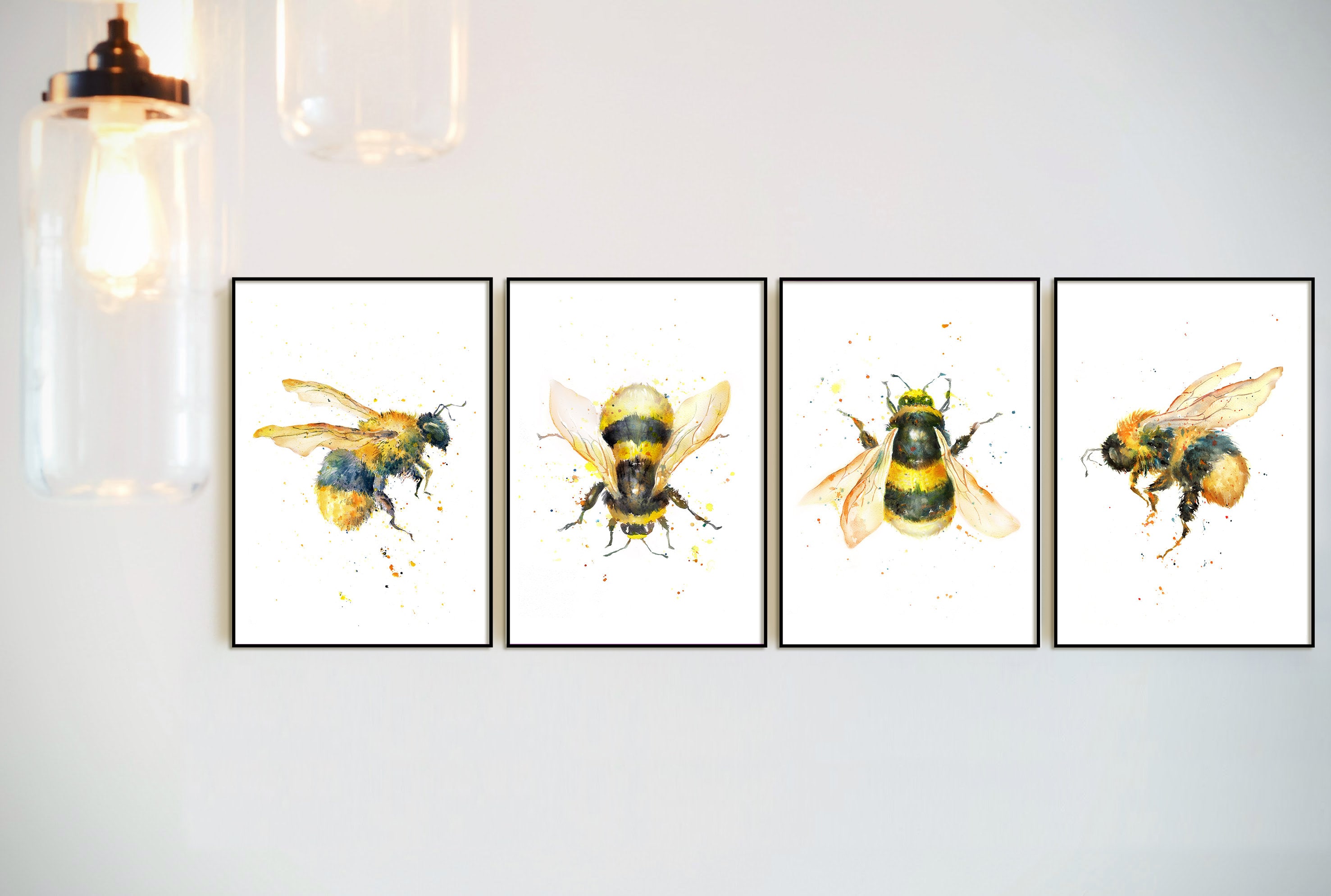 Bumble Bee Print Set of 4 Bee Prints Insect Prints Bee - Etsy