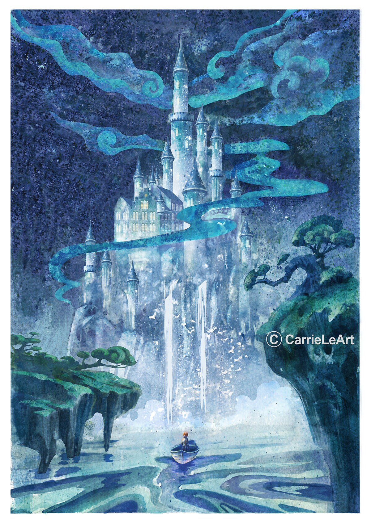 Blue Castlecastle Printcastle Artwatercolor Castlecastle - Etsy UK