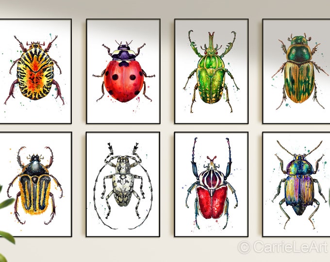 Neon Beetles Print - Etsy