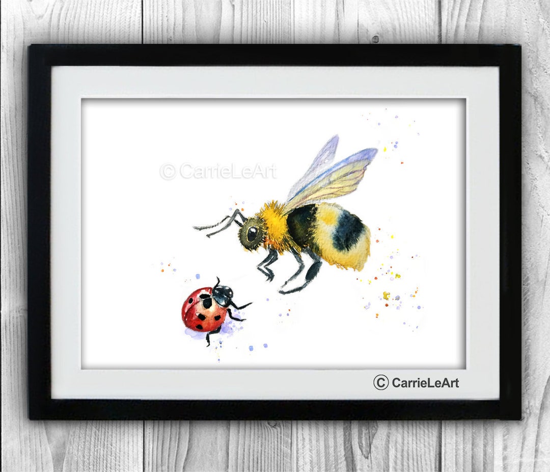Bumble Bee Print, Bee Print, Bee and Ladybug, Insect Print, Bee Prints ...