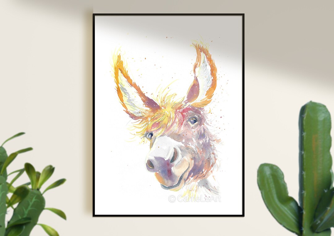 Original Watercolour Donkey Painting, Donkey Watercolour Painting ...