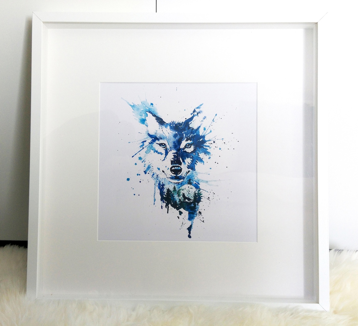 Wolf Print Wolf Wall Art Wolf Watercolour Print Wolf Art | Etsy