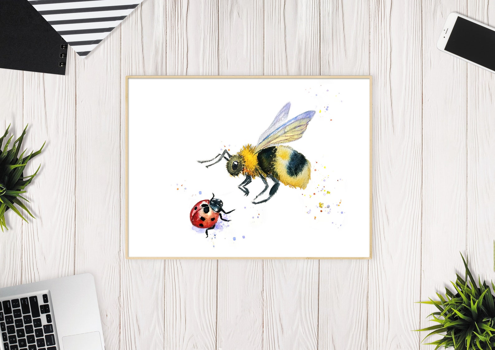 Bumble Bee Print Bee Print Bee and Ladybug Insect Print | Etsy