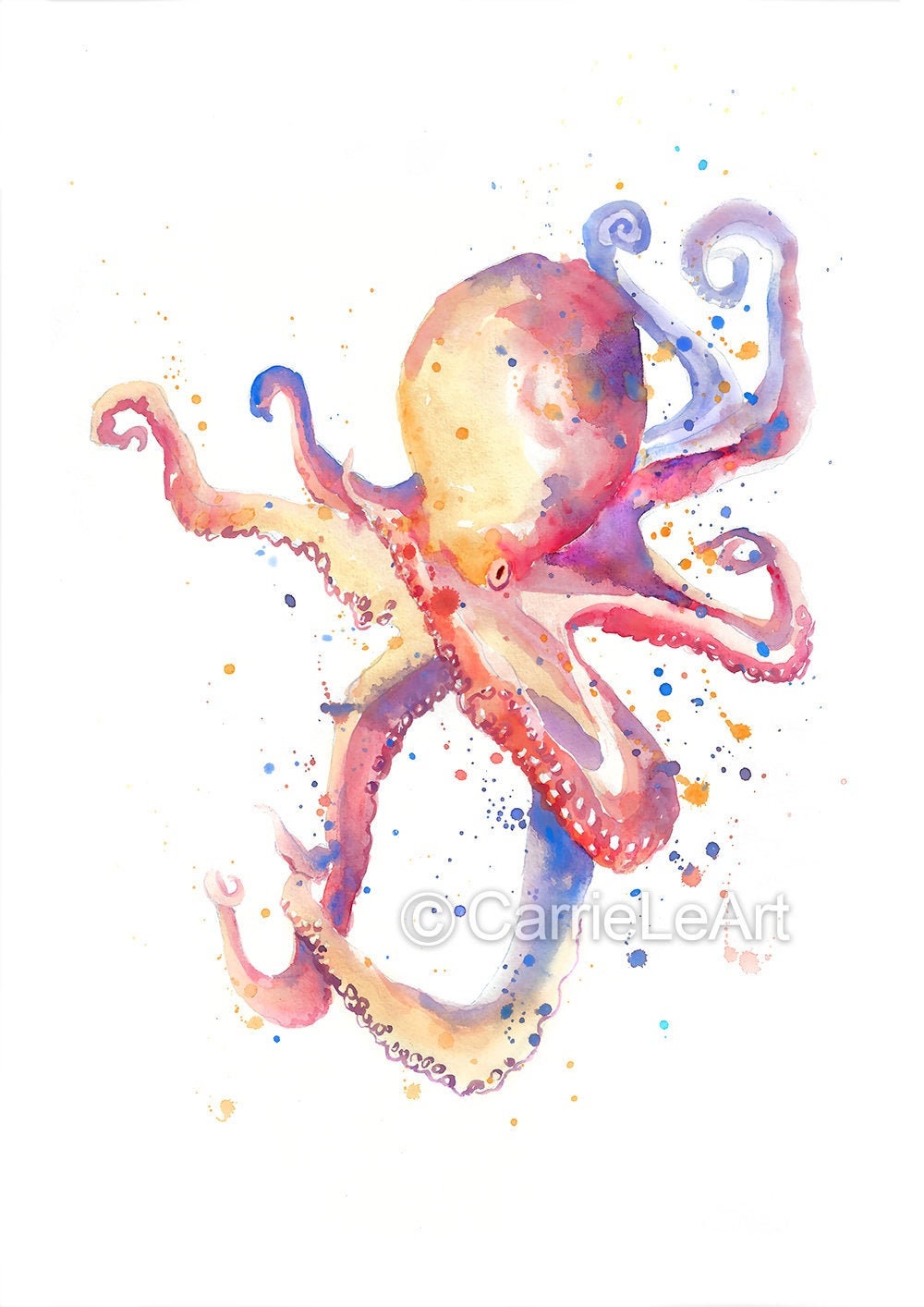 Watercolour Octopus, Octopus Watercolor Print, Octopus Art Print ...