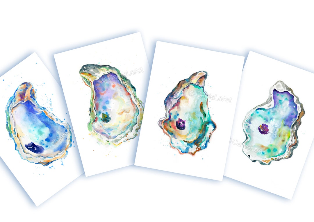 Oyster Watercolor Print. Oyster Art. Ocean Print. Coastal Art. Shell ...