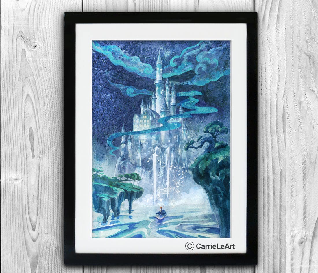Blue CastleCastle printCastle artWatercolor castleCastle | Etsy