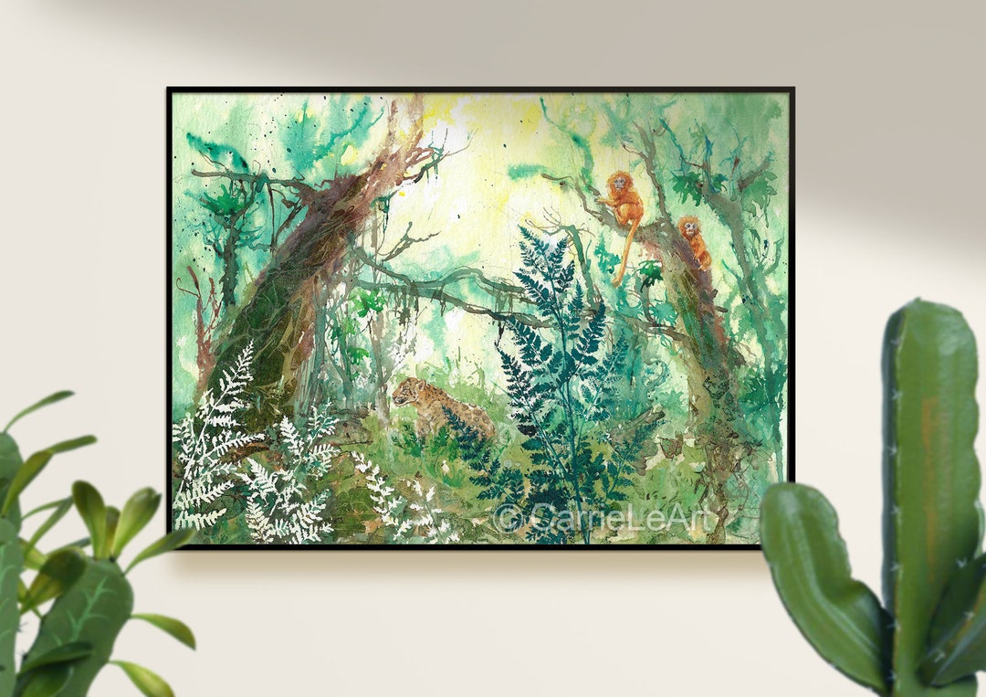Original Watercolour Amazon Rainforest Landscape, Botanical Painting ...