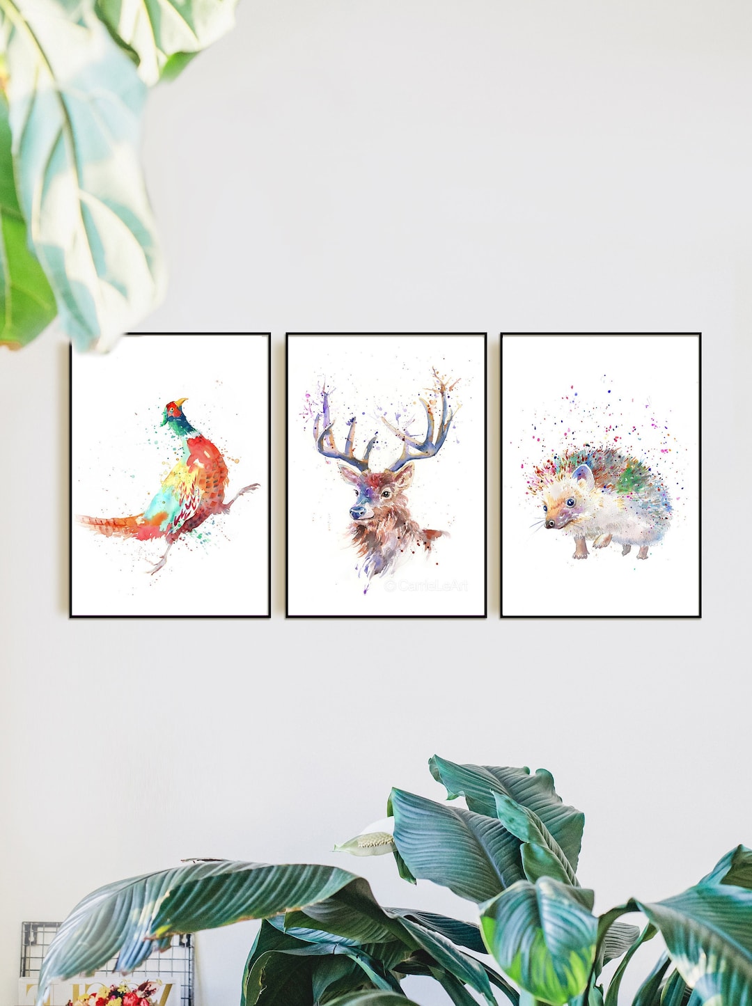 Watercolor Set of Wildlife Animal Prints, British Wildlife Wall Art Set ...