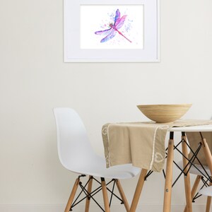Watercolour Dragonfly Print, Dragonfly Wall Art, Pink Dragonfly Print, Insect Art, Dragonfly ...