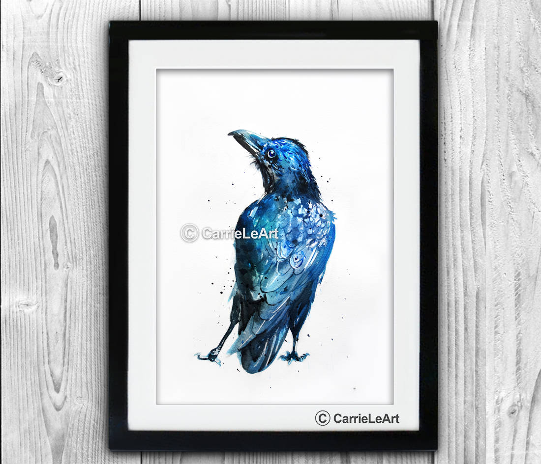 Raven Print, Raven Art, Raven Watercolour, Raven Poster ...