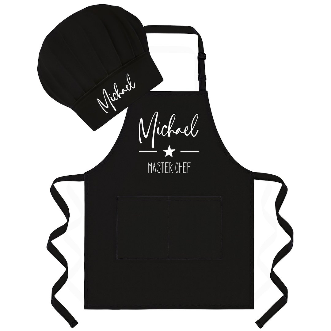 Personalized Apron and Chef Hat Set With Pocket. Kitchen Apron. Master ...