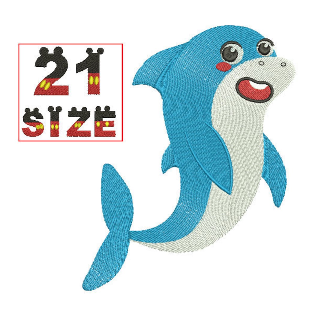 Baby Shark EMBROIDERY Design Kid Shark Applique Design Embroidery ...