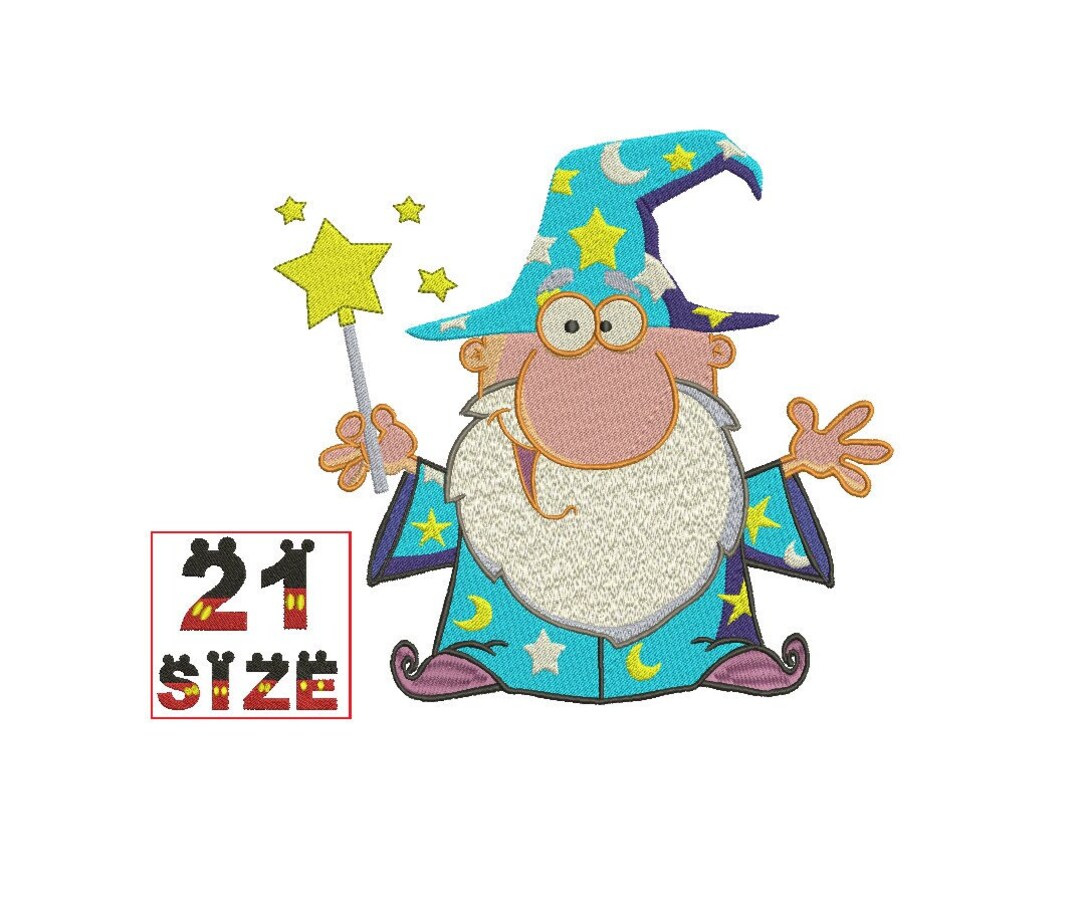 Baby Cartoon Kid Cute Character Wizard Embroidery Designs Embroidery ...
