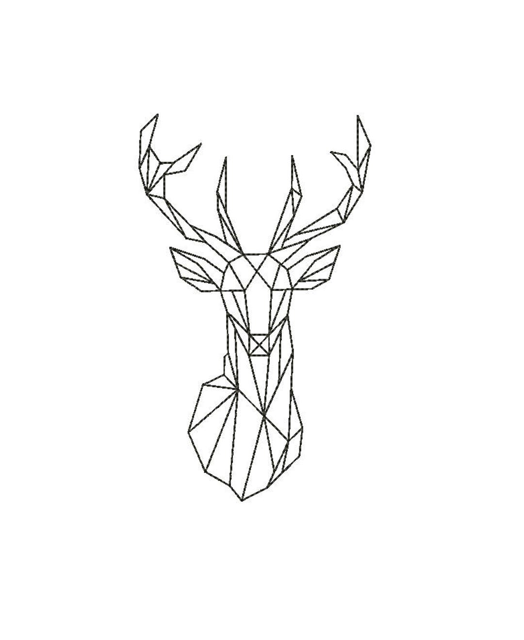 Buck Deer Head Geometric EMBROIDERY Design Animal Creative Fill Design ...