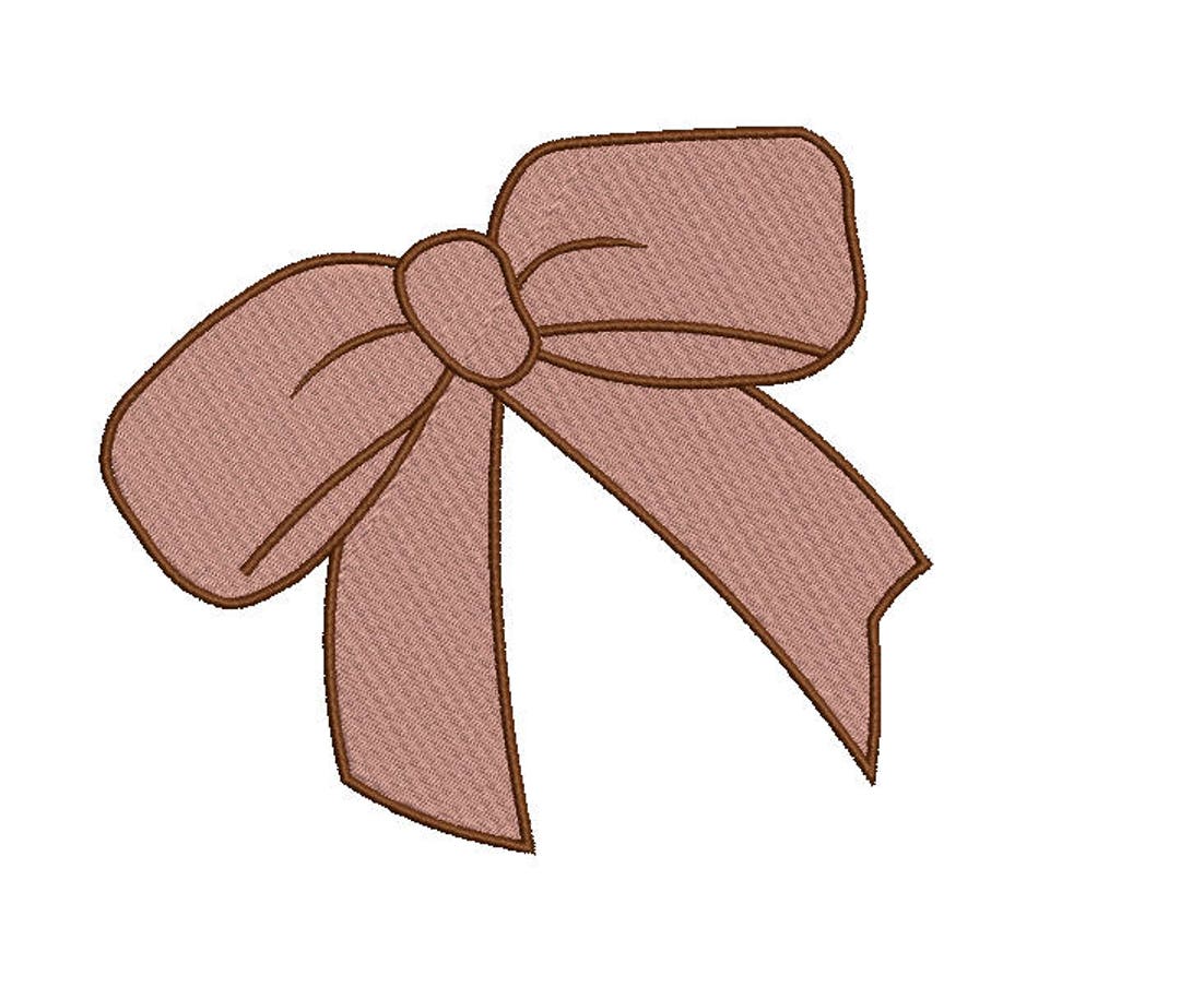 Cute Girl Bow Embroidery Designs Filled Stich Design Tie Embroidery ...