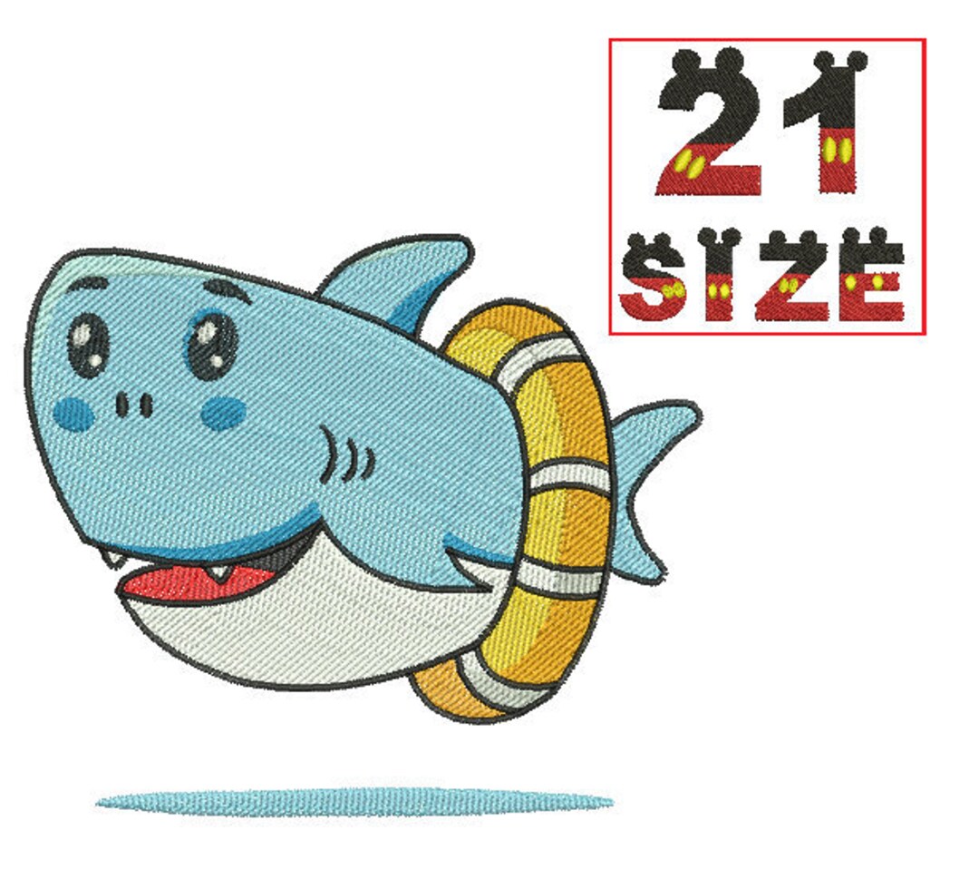 Baby Shark EMBROIDERY Design Kid Shark Applique Design Embroidery ...