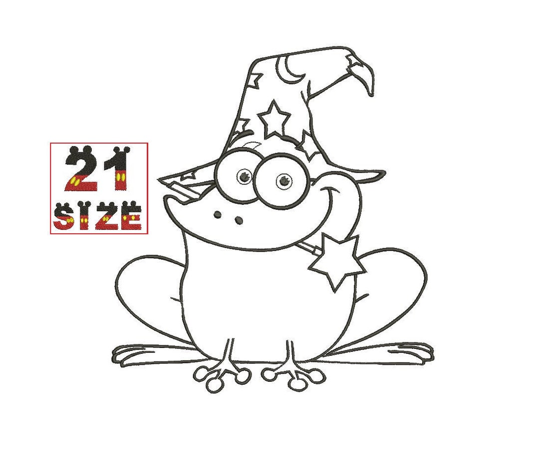Baby Cartoon Kid Cute Character Frog Wizard Embroidery Designs ...