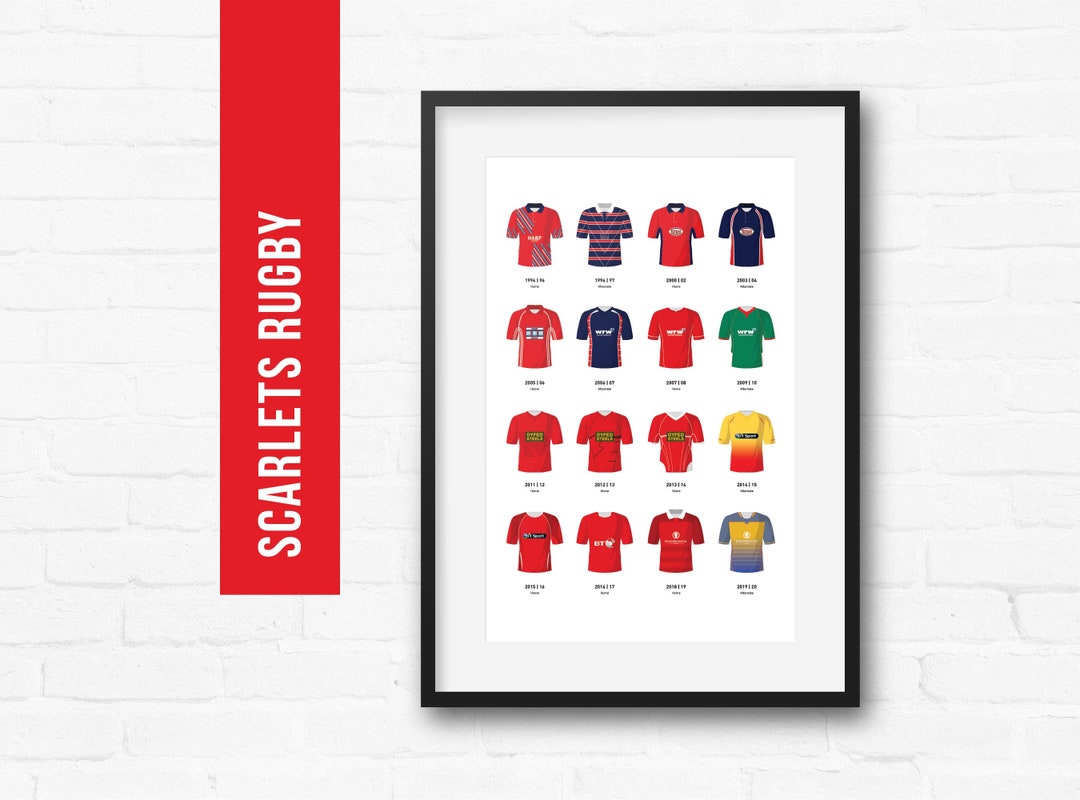 Scarlets Classic Kits Rugby Union Team Poster Print, Gift for Him - Etsy UK