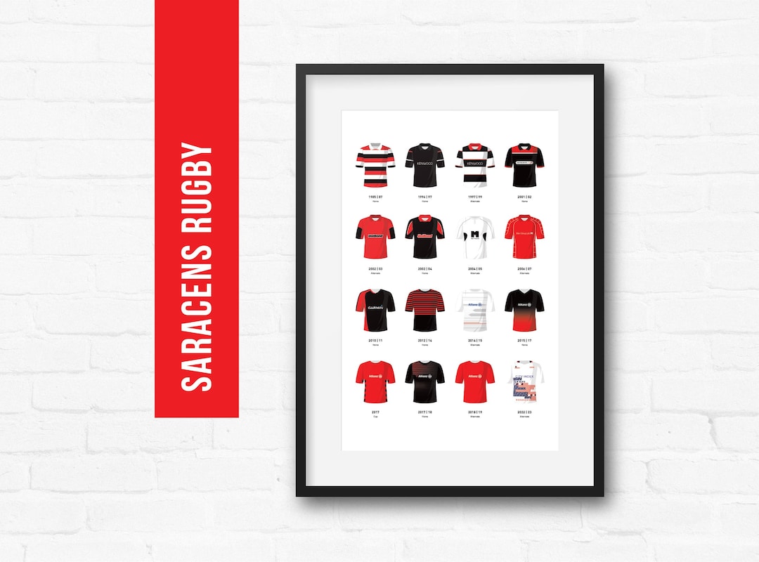 Saracens Classic Kits Rugby Union Team Poster Print, Gift for Him ...